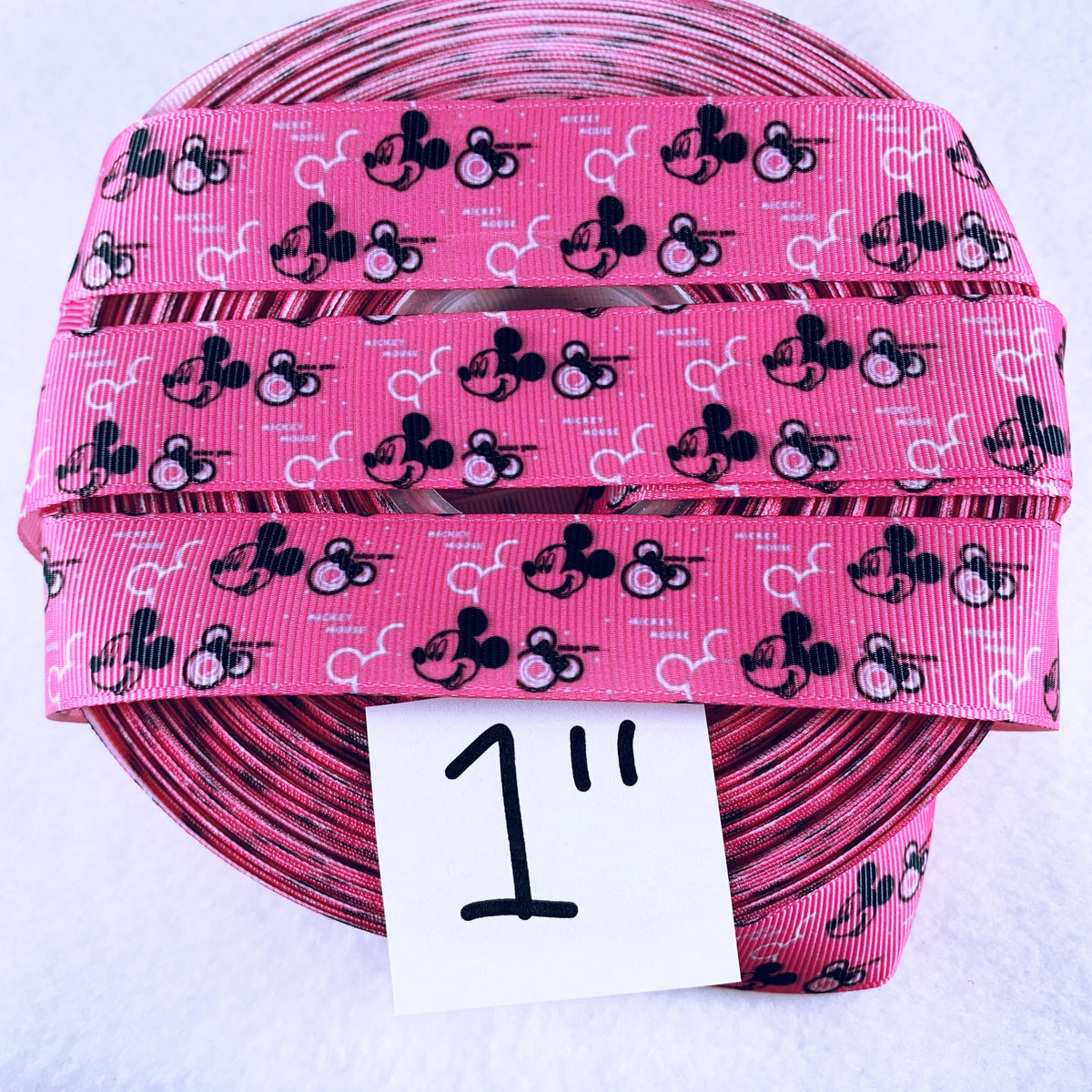 Ribbon by the yard - Mickey & Minnie Scatter on Pink – Giraffic Crafts ...