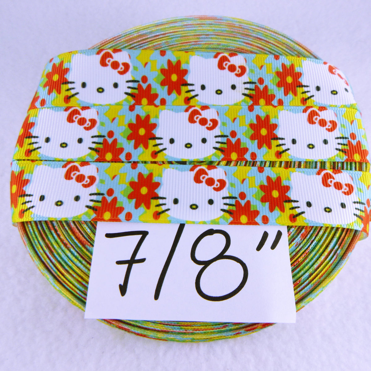 Ribbon by the Yard - 7/8" - Hello Kitty with Flowers – Giraffic Crafts ...