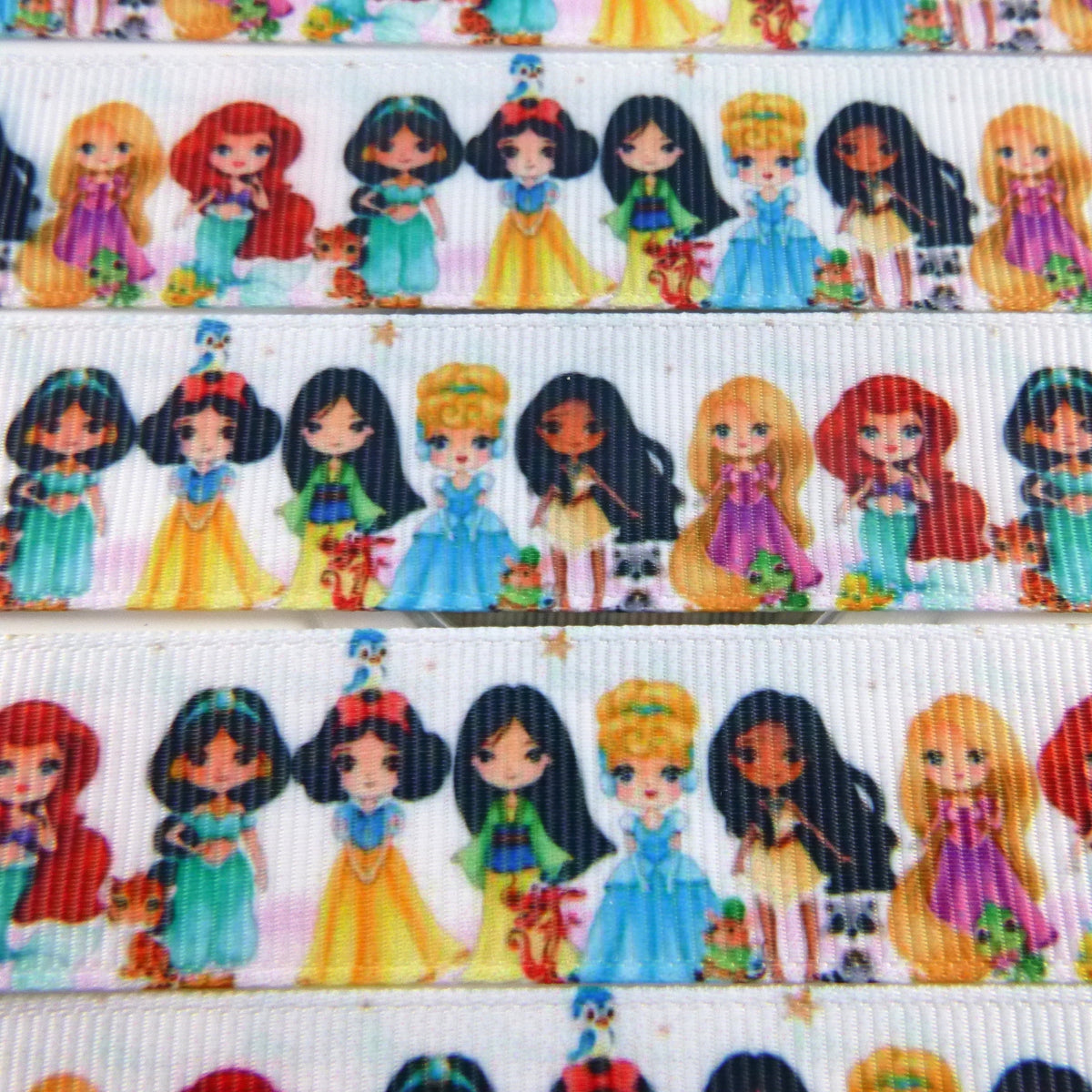 Ribbon by the Yard - 7/8" - Cute Princesses on White – Giraffic Crafts ...