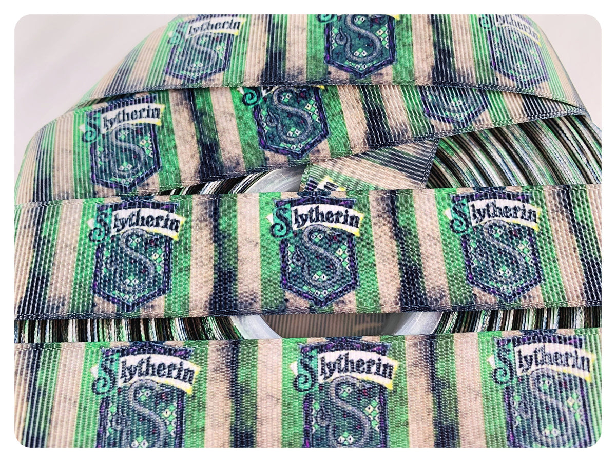Ribbon by the Yard - HP - Wizard School - Slytherin – Giraffic Crafts ...